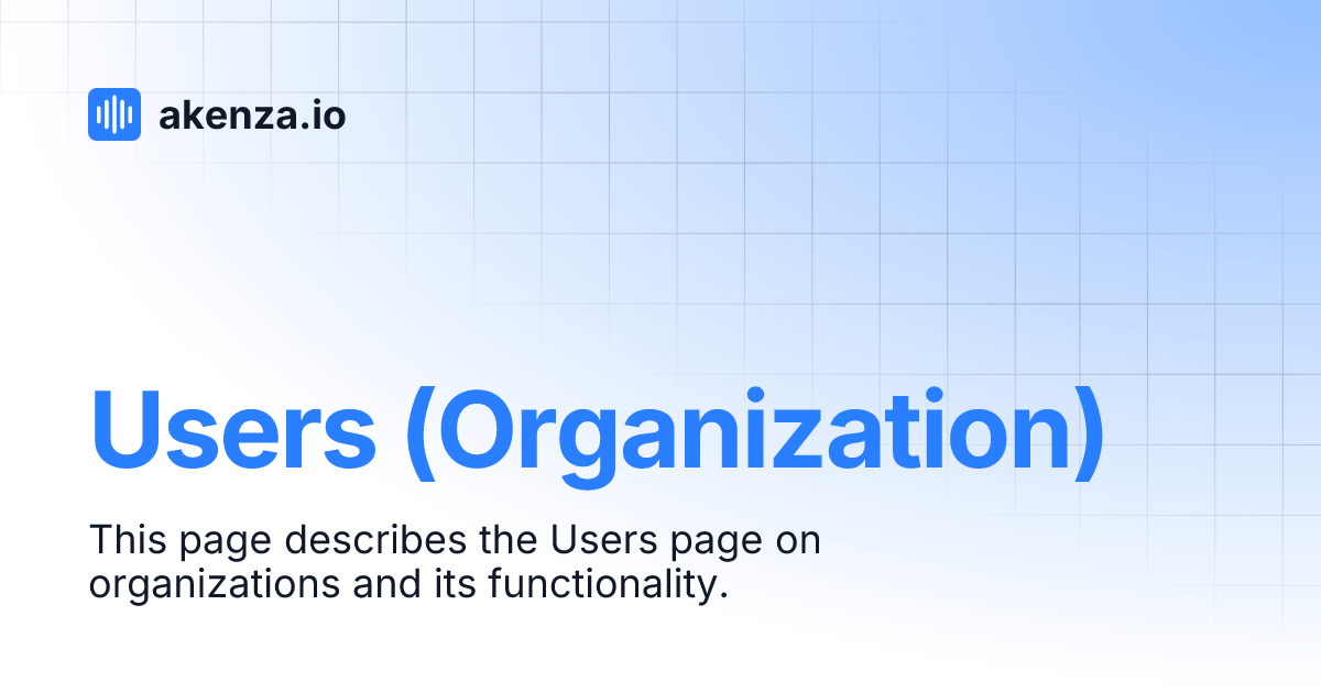 Users (Organization) | akenza.io